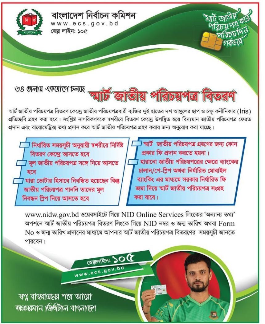 Smart NID Card Distribution Schedule স্মার্ট আইডি কার্ড বিতরণের ...