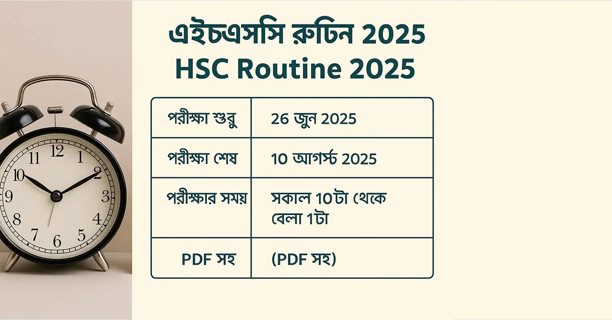 এইচএসসি রুটিন ২০২৫: সকল বোর্ডের সময়সূচি ও PDF ডাউনলোড | HSC Routine 2025